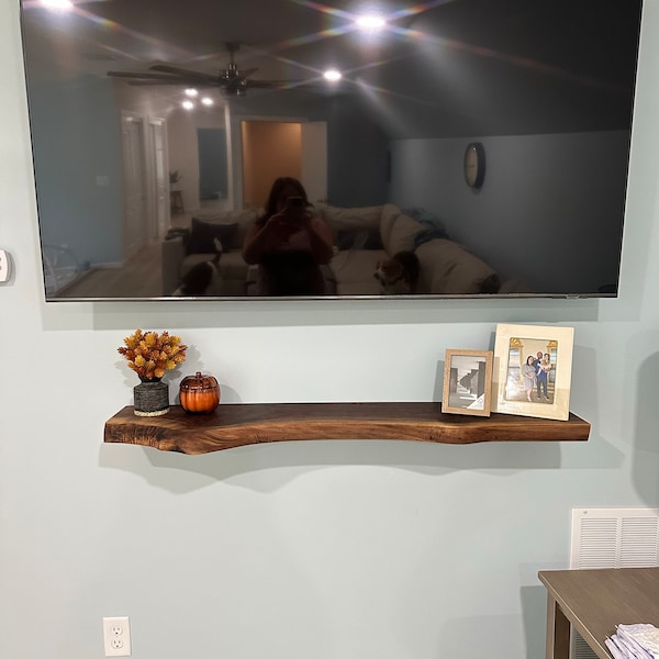 Chunky Walnut Live Edge Floating Shelf - Etsy