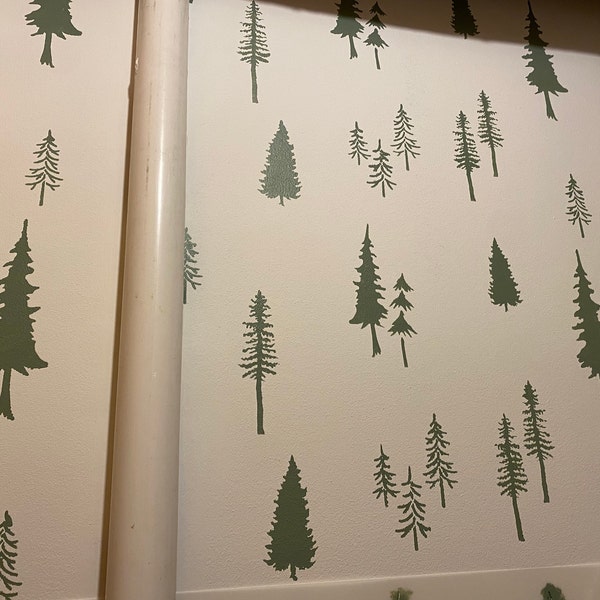 Fir Tree Forest Pattern Wall Stencil - Large Wall Stencils, Tree ...