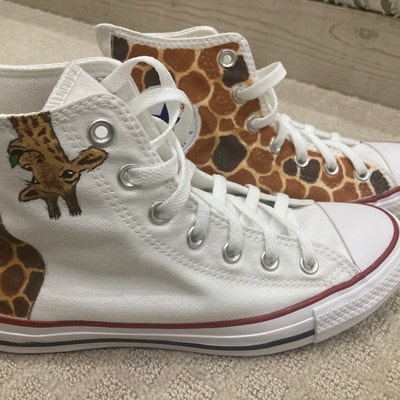 Giraffe Design With Print High Top Converse Hand Painted Custom Shoes ...