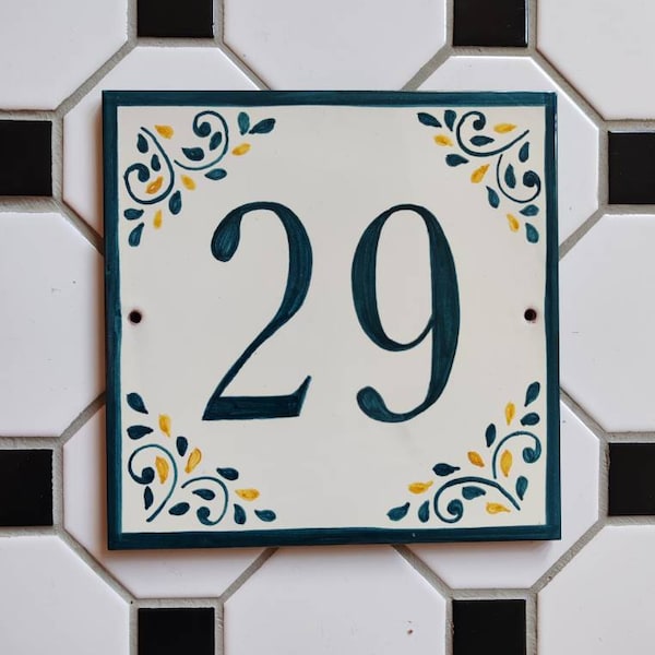 Green Italian House Number Tile, Signs for Home, Personalized Tile ...