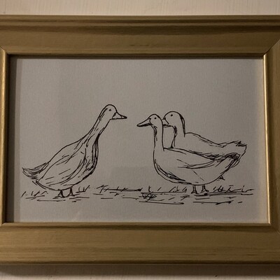 THREES COMPANY Unframed Art Print Duck Drawing Ink Sketch Print ...