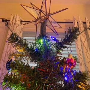 Small Stained Glass Tree Topper Iridescent Clear Glass | Etsy