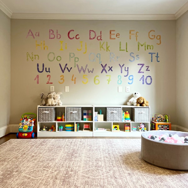 Watercolor ABC Wall Decals, Uppercase Letters Fabric Wall Stickers ...