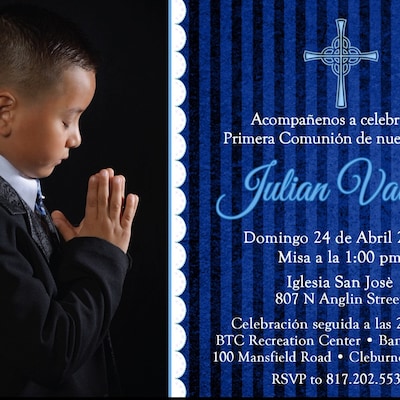 Boy First Communion Invitations, Boys First Communion Invitations, Blue ...