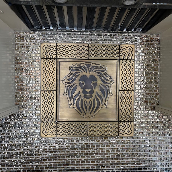 Dignified Lion - Set of 13 Handmade Tiles - 100% Copper, Stainless ...