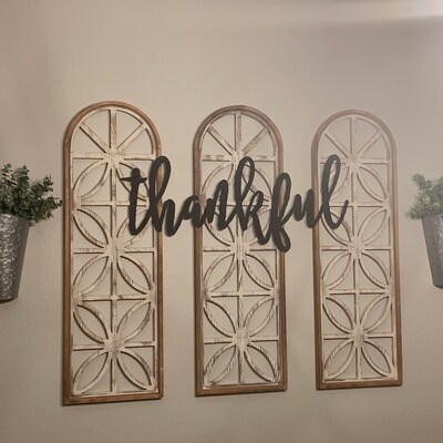 Thankful Metal Sign Metal Wall Art Thankful Sign Metal Words Metal Wall ...