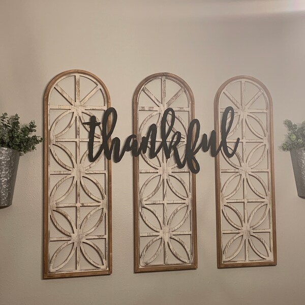 Thankful Metal Sign Metal Wall Art Thankful Sign Metal Words Metal Wall ...