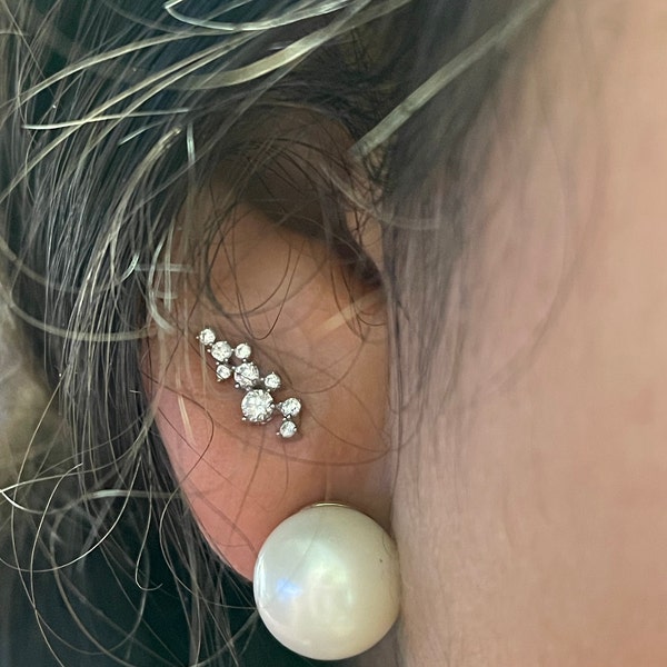 Sterling Silver Cluster Ear Climbers | Cluster Earrings | Unique Ear ...