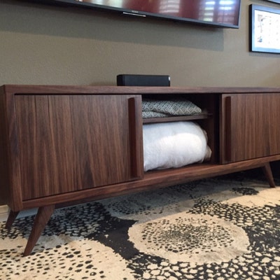 Walnut TV Stand MCM Media Console Mid Century Modern - Etsy UK