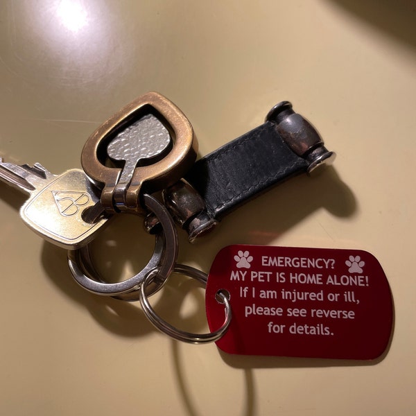 Pet Emergency Keyring Personalised, Engraved, Dog/cat, Animal, Pet Home ...