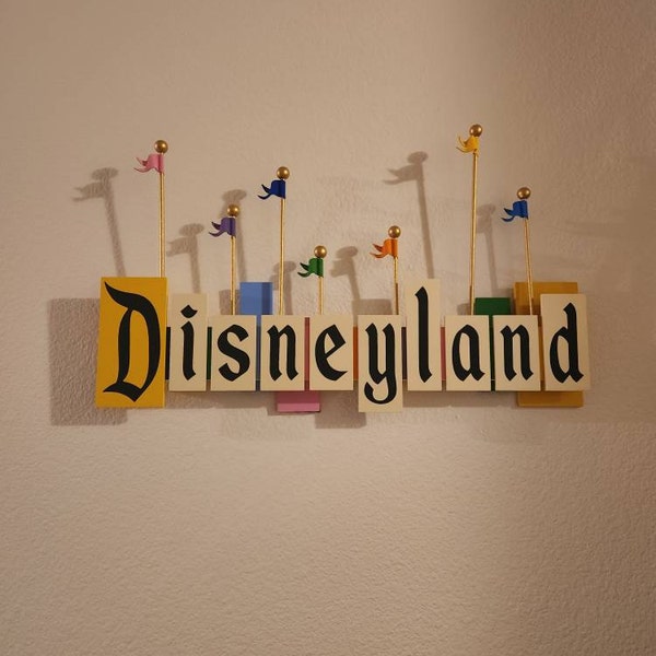 Vintage Disneyland Entrance Sign With Flags - Etsy
