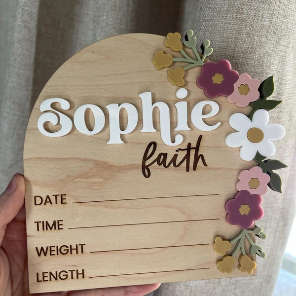 Bow Birth Announcement Sign for Baby Name Announcement for Hospital ...