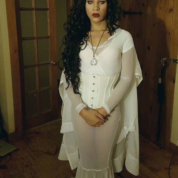 Glamorous, Bombshell Sheer Mesh See Through Hooded Gothic Gown With ...