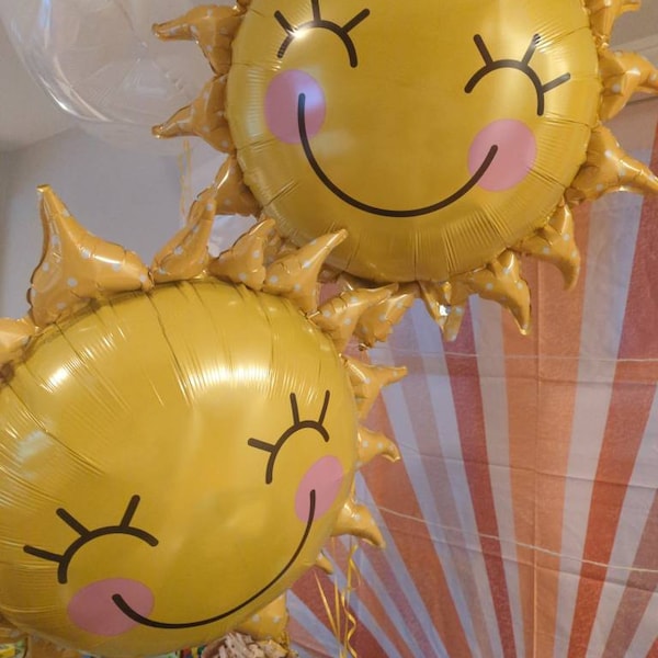 Cute Sun Foil Balloon, 29 Inch Smiling Sun Mylar Balloon, Kids Birthday ...