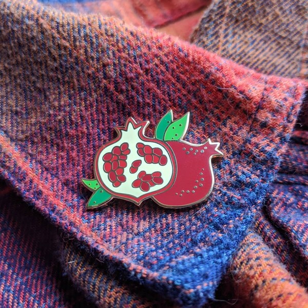 Pomegranate Enamel Pin - Fruit Lapel Pin // Hard Enamel Pin, Cloisonné ...