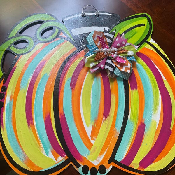 Fall Door Hanger - Pumpkin Door Decor - Autumn Door Sign - Thanksgiving ...