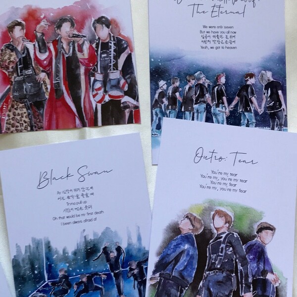 BTS Lyrics Postcard Set, A6, Fanart, Black Swan, Ugh!, We Are ...