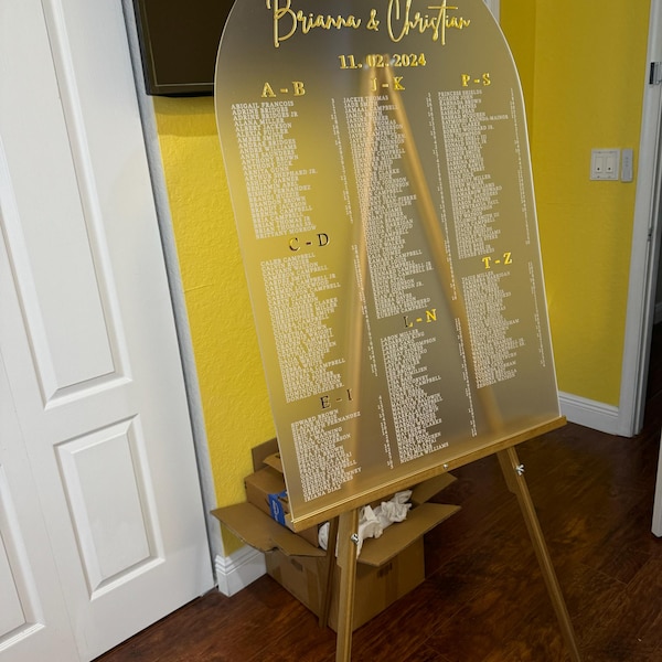 Acrylic Wedding Seating Chart Table Seating Chart Alphabetical Seating ...