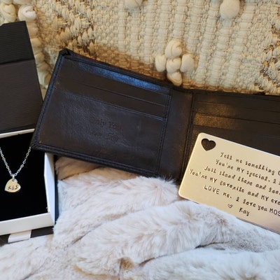 Necklace Wallet Card Set Personalized Wallet Insert Hand Stamped ...