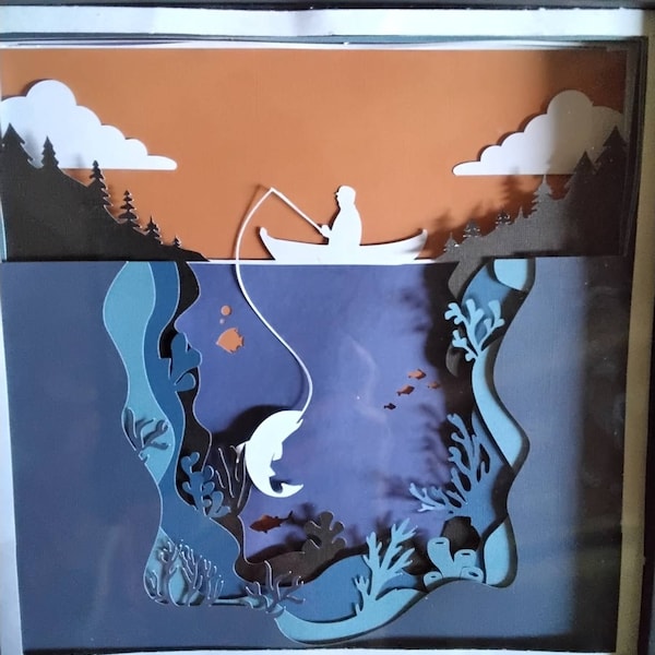 Fishing Shadow Box SVG for Cricut, Silhouette, Father 3d Layered ...