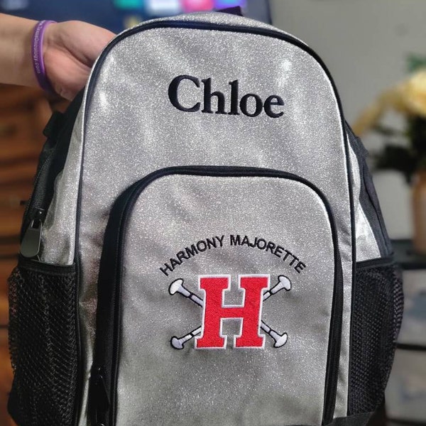 Personalized Embroidered GLITTER Backpack Cheer Bag Sports Backpack 6 ...