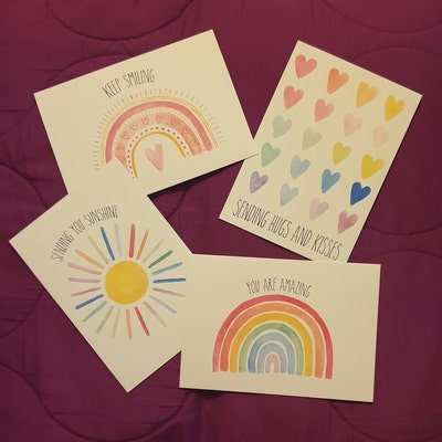 Positivity Postcard Pack of 4. Rainbow Postcards. You Are - Etsy