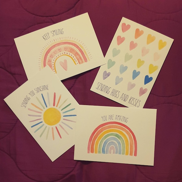 Positivity Postcard Pack of 4. Rainbow Postcards. You Are Amazing. You ...