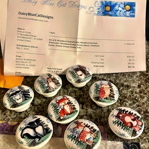 Set of 8, Vintage Sewing Thread Spool Labels Knobs, Cabinet Knobs ...