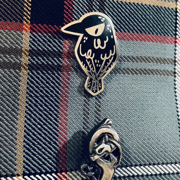 Furious Crow Cute Black Bird Hard Enamel Pin - Etsy