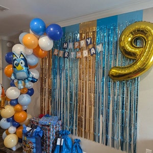 Light Blue Navy Brown Tan Boho Happy Birthday Party Banner Garland ...