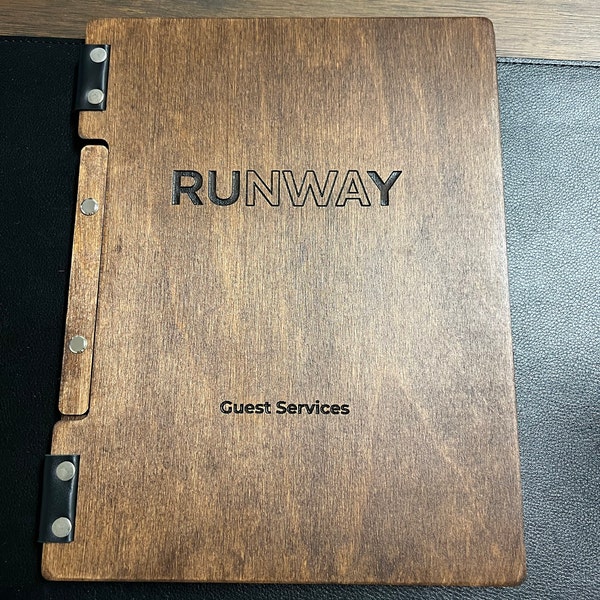 Hardcover Menu Holder for Changeable Sheets, Engraved Wooden Menu ...