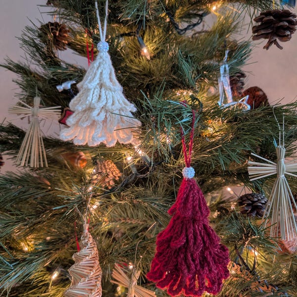 CROCHET PATTERN & VIDEO/ Loopy Tree Ornament, Christmas Tree Ornament ...