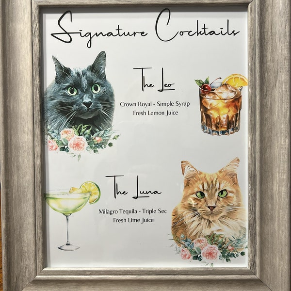 Cat Signature Drink Sign, Dog Signature Drink, Cat Signature Cocktails ...