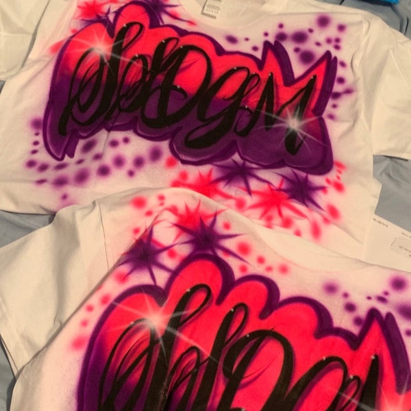 Airbrush T Shirt Script Name, Cursive Font, One Word Included - Etsy