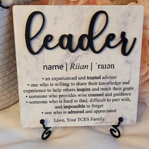 3D Marble Great Leader Definition Plaque With Stand, Thank You Mentor Sign, Boss Retirement ...