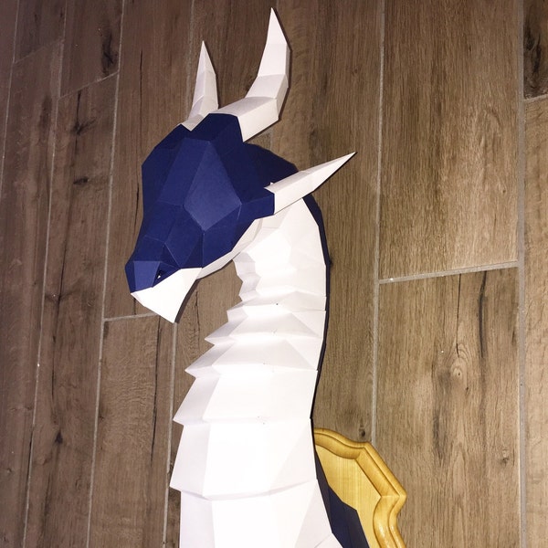 Paper Craft Dragon Head, Papercraft Trophy Dragon Mask DIY, 3D Origami ...
