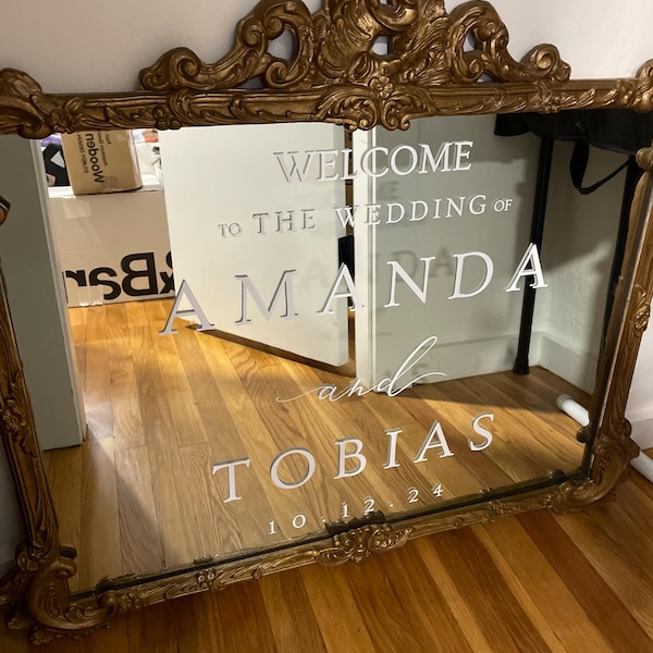 Wedding Welcome Sign | Customizable Names - for Mirror, Acrylic ...