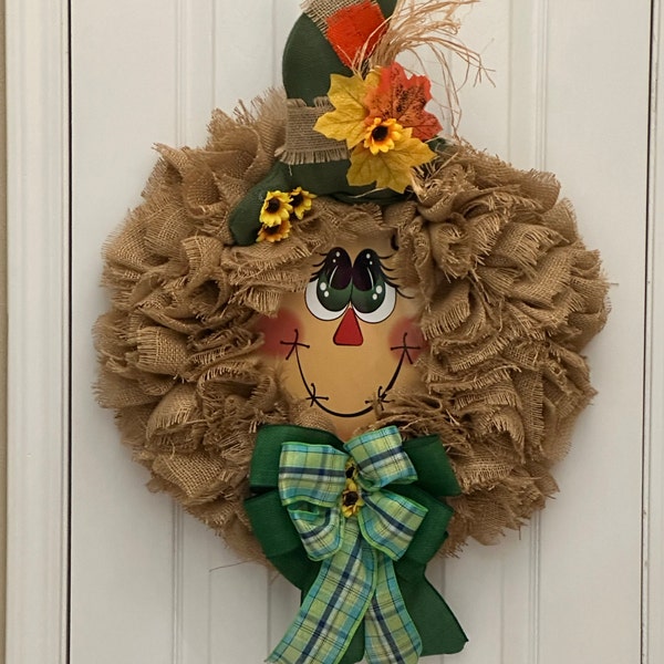 Round Scarecrow Face Wreath Sign, Scarecrow Face Wreath Attachment ...