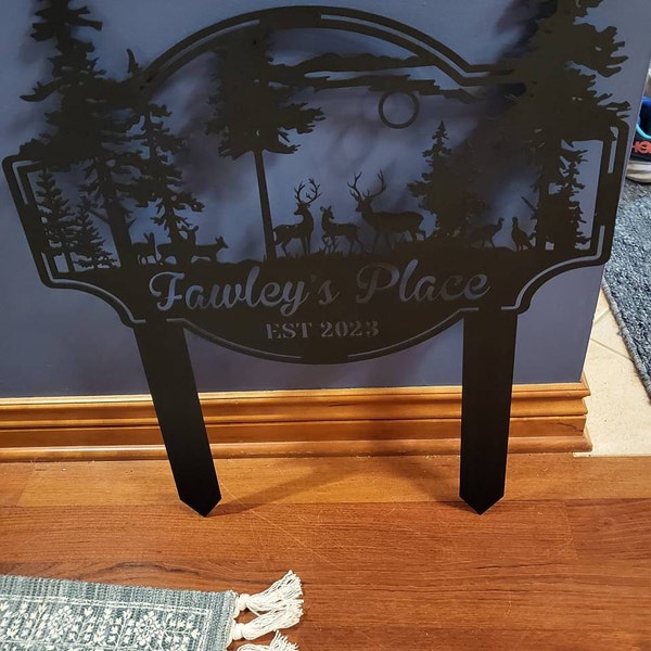 Custom Metal Deer Sign Outdoor Decor Deer Forest Personalized Metal ...
