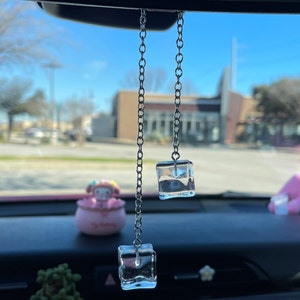 Black Fuzzy Dice With Pink Hearts and Chain or Cord / Car Accessories ...