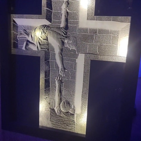 Digital Engraving File -jesus Cross Well 3D Illusion File for Wood ...