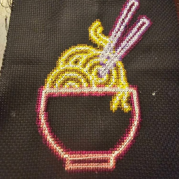 Neon Ramen - Neon Sign Cross Stitch Pattern Pdf for Beginners - Etsy