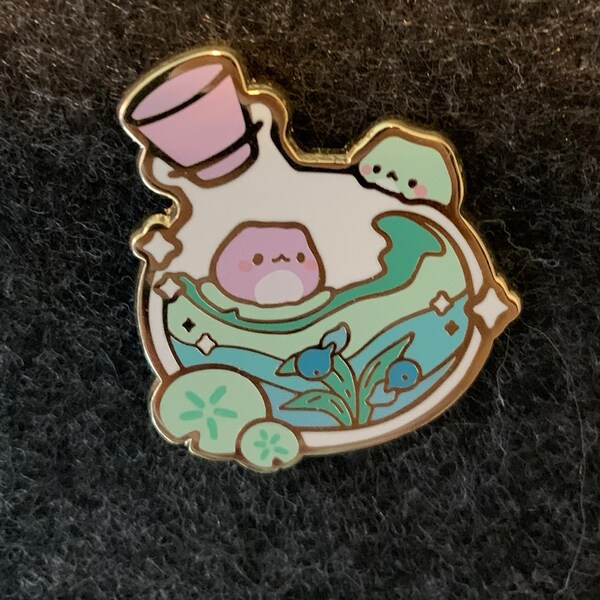 Frog Pond Potion Enamel Pin | Kawaii Magic Lily Pad Lapel Pin, Potion ...