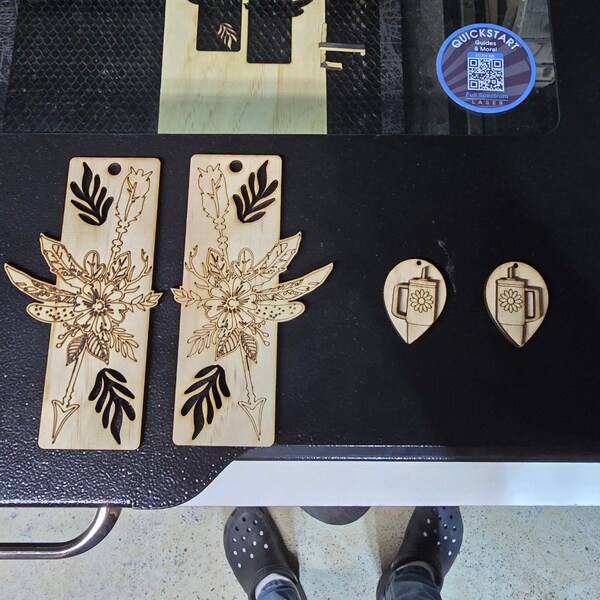 Hummingbird Flower Earrings Svg, Laser Cut File, Earring Design Files ...