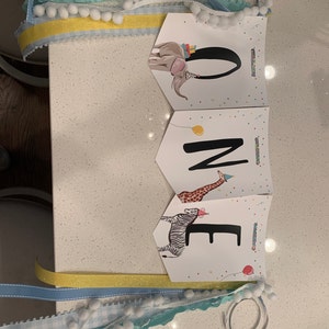 High Chair ONE Birthday Banner Party Animals Safari Animals Wild One ...
