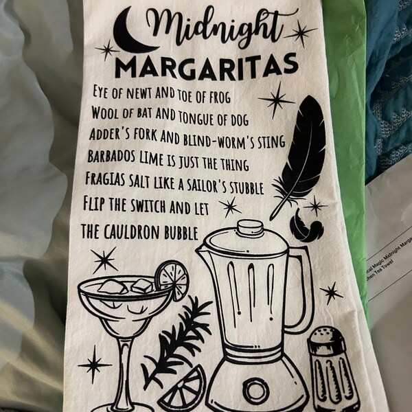 Practical Magic Midnight Margaritas Recipe Halloween Kitchen Tea Towel ...