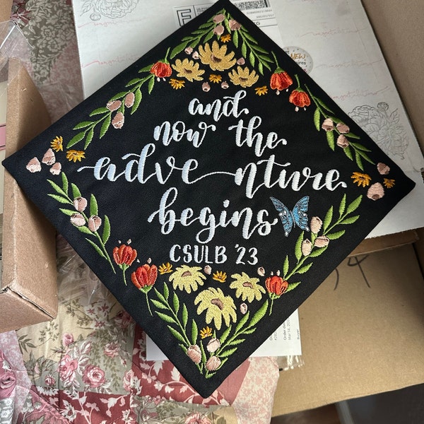 Custom Embroidered Graduation Cap Topper | Personalized Grad Cap ...