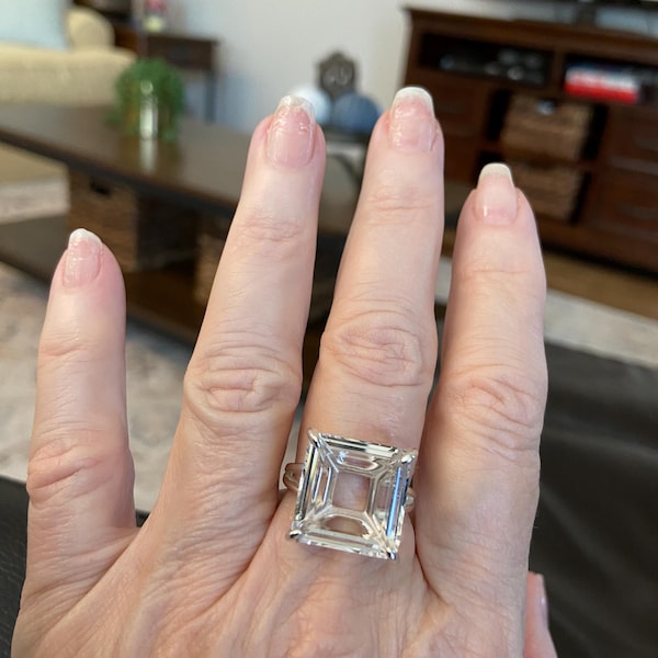 Large Quartz Ring Crystal Quartz Ring Silver Ring Gemstone Ring Oval ...