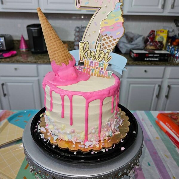 Custom Ice Cream Cake Topper, Personalized Cake Topper, Sweet Treats ...