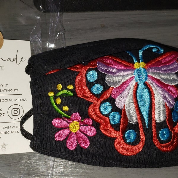 Butterfly - Embroidered Face Masks With Filter Sew-in - Etsy
